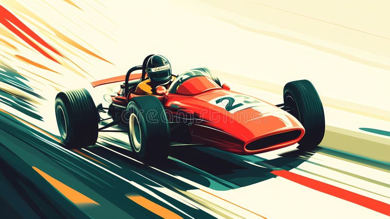 A Dynamic Illustration of a Vintage Race Car Speeding on a Vibrant ...
