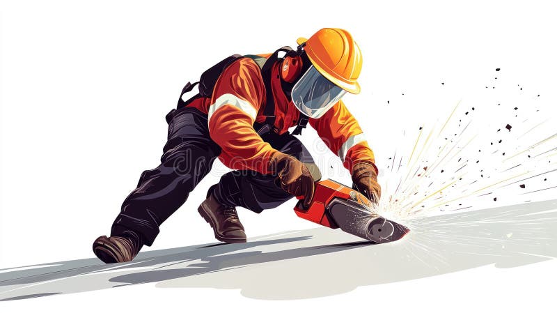 Dynamic Illustration Worker Using Angle Grinder Stock Photos - Free ...