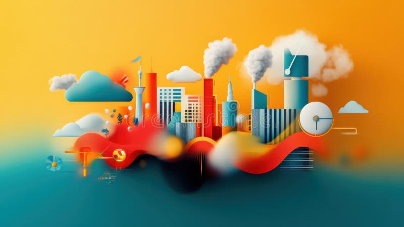 Dynamic Illustration of Zero Emissions Concept Stock Illustration ...