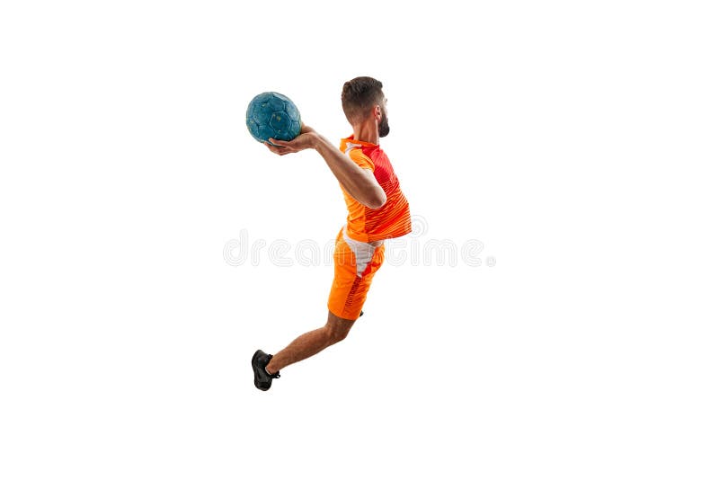 Dynamic Image of Athletic Muscular Young Man, Handball Player in Motion ...