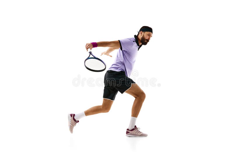 Dynamic Image of Bearded Athletic Man, Tennis Player in Motion with ...