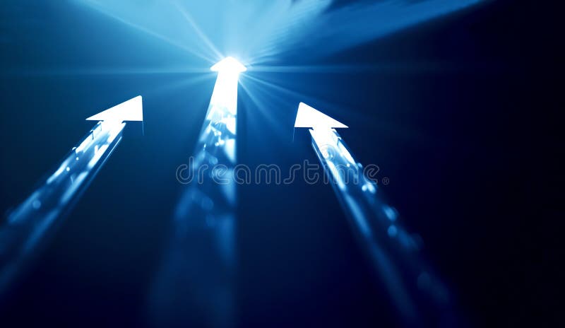 Bright Arrows Soaring Upwards in Blue Light, Symbolizing Growth and ...