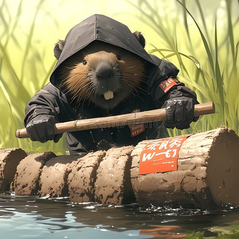Energetic Beaver Embarking on Adventure Stock Illustration ...
