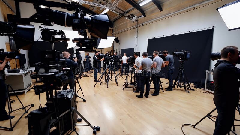 Behind the Scenes of Video Production with Crew and Professional Camera ...