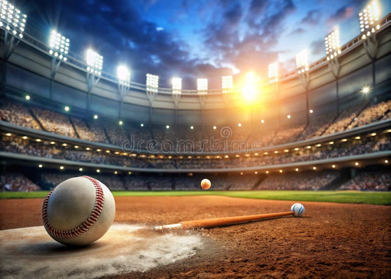 Modern Baseball Stadium Blurred Background Image with Copy Space for ...