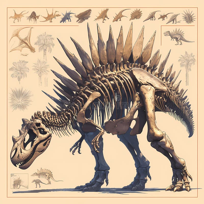 Energetic Dinosaur Skeleton for Dynamic Marketing Stock Illustration ...