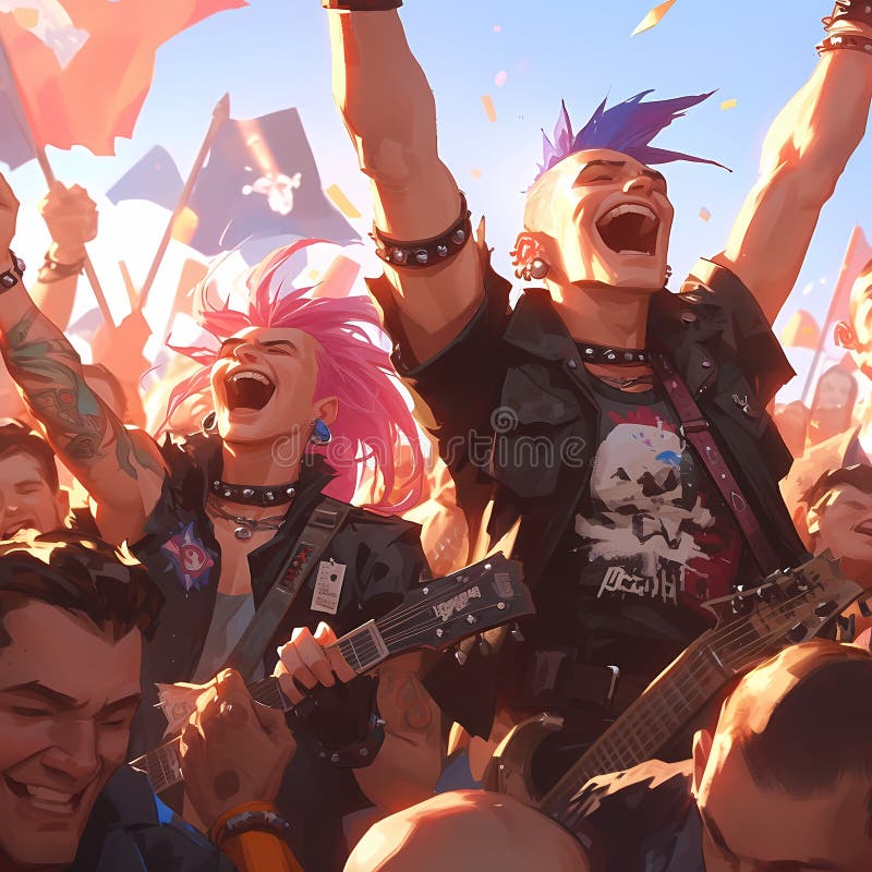 Euphoric Punk Rock Fans, High Energy Concert Moment Stock Illustration ...
