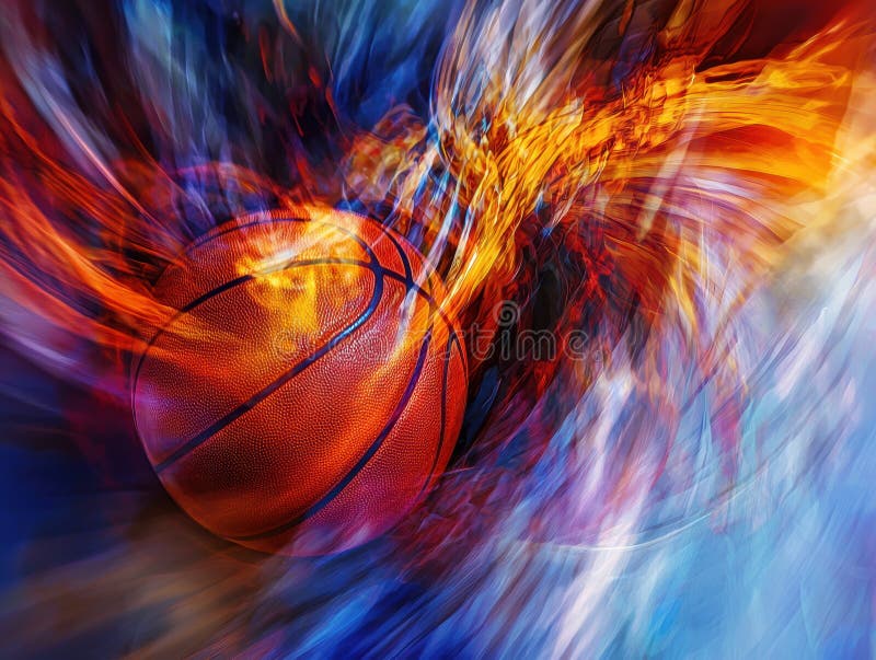 Dynamic Basketball Energy with Vibrant Digital Background Stock ...