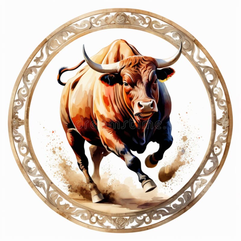 Raging Power: the Bull S Fierce Run Stock Illustration - Illustration ...
