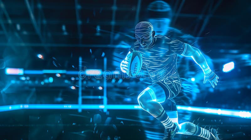 Neon Blue Rugby Olympic Concept Stock Illustration - Illustration of ...