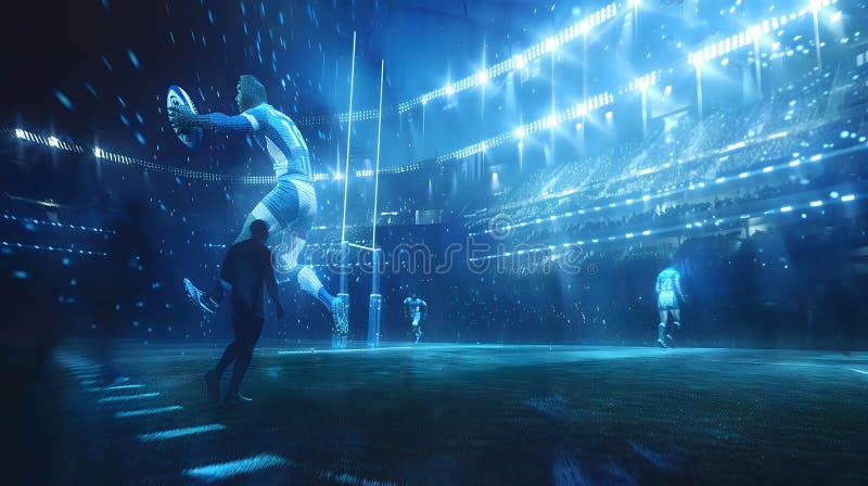 Neon Blue Rugby Olympic Concept Stock Photo - Image of neon, blue ...