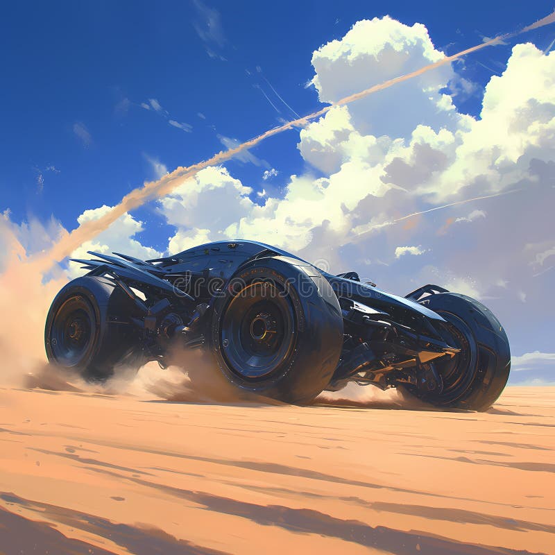 Futuristic Racer on Desert Sands Stock Illustration - Illustration of ...