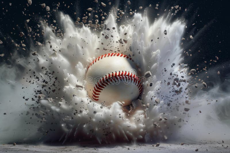 Explosive Baseball Impact on Ground Stock Image - Image of shatter ...