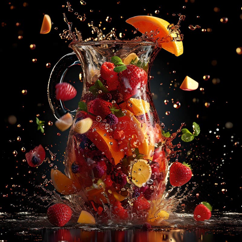 Splash of Flavor: Fresh Fruit Explosion in a Pitcher. Vivid and ...