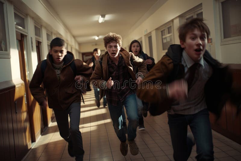 A Dynamic Image Capturing a Group of Young Men Energetically Running ...