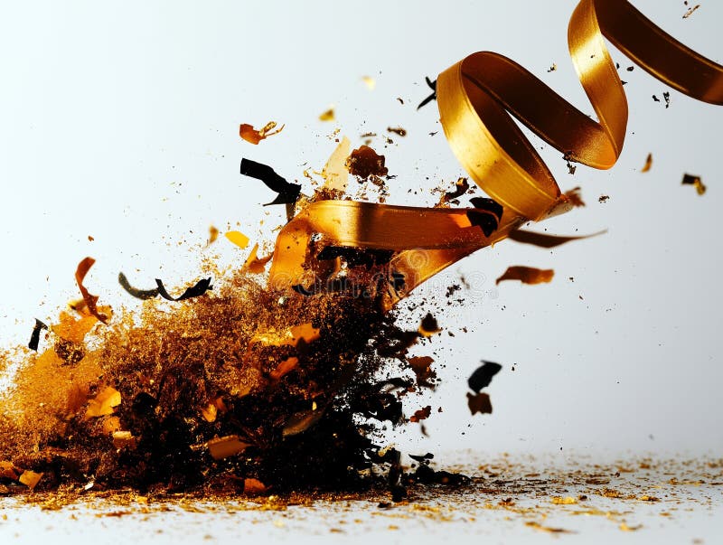 Golden Confetti Explosion! a Burst of Celebration. Stock Image - Image ...