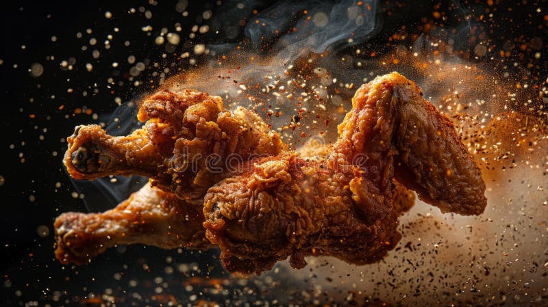 A Dynamic Image Capturing the Motion of a Succulent Fried Chicken Mid ...