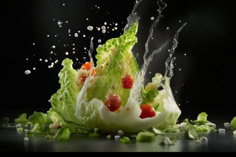 A Dynamic Image Capturing the Process of Tossing an Iceberg Salad in a ...