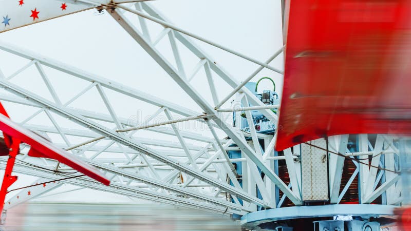 Fast Spinning Carnival Ride Arm with Red Panel – Amusement Park Motion ...