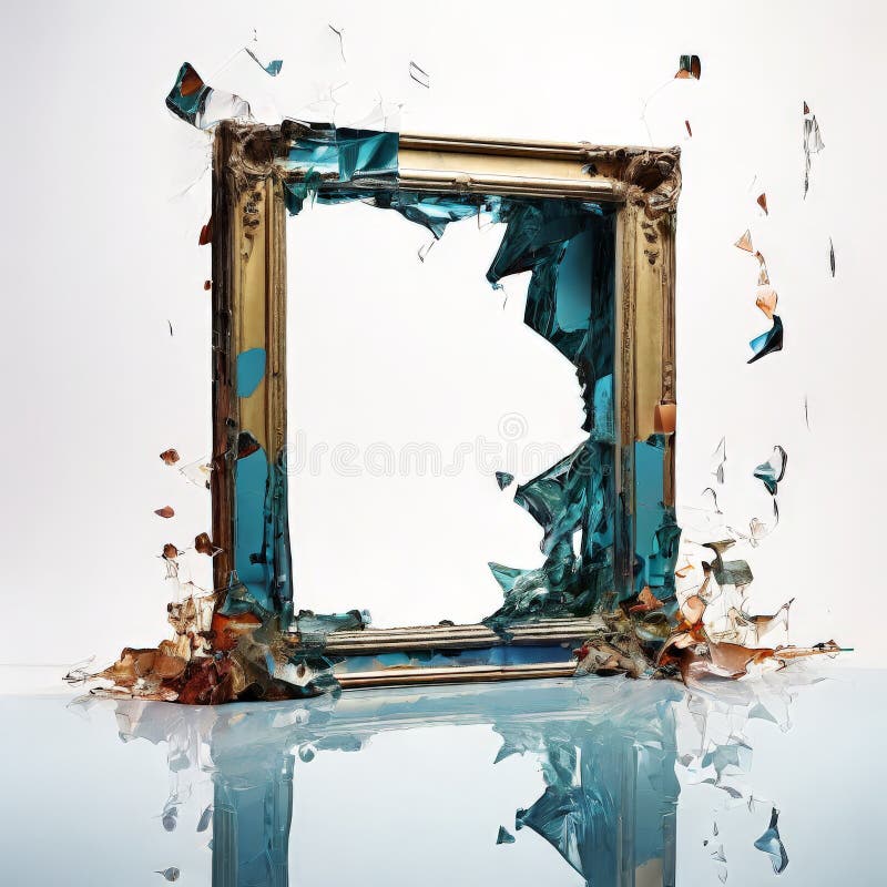 Exploding Frame with Shattered Glass Creating Dynamic Visual Impact ...