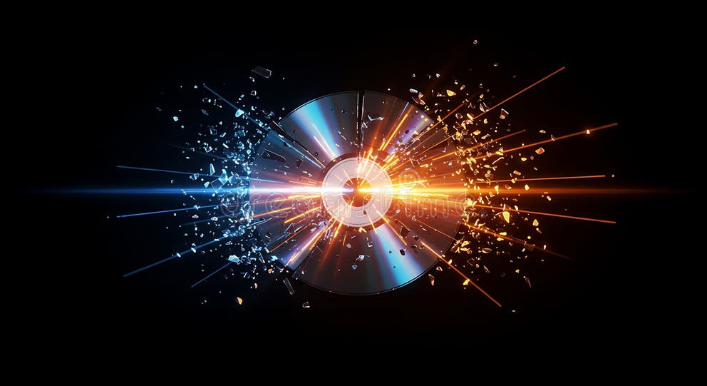 Exploding Data Disk stock illustration. Illustration of particle ...