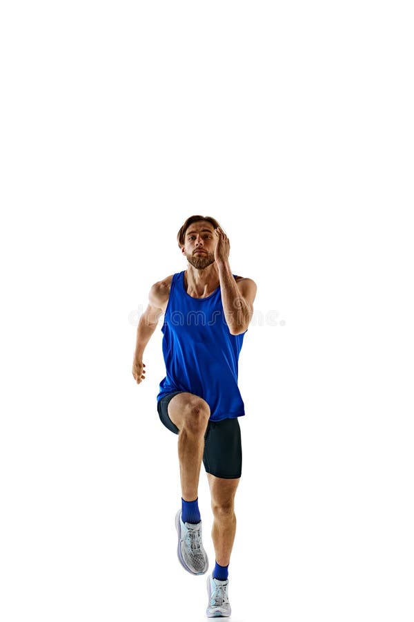 Warming Up. Full-length of Athletic Man, Runner with Muscular Fit Body ...
