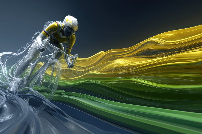 Cyclist in Aerodynamic Position Racing with Forward Momentum and ...