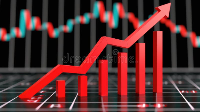 Dynamic Image of Declining Red Forex Chart Grid Representing Financial ...