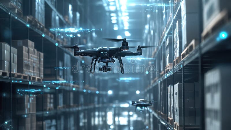 A Dynamic Image of Drones Flying through a Warehouse Equipped with ...