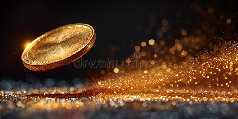 A Dynamic Image of an Empty Gold Coin Being Flipped through the Air ...