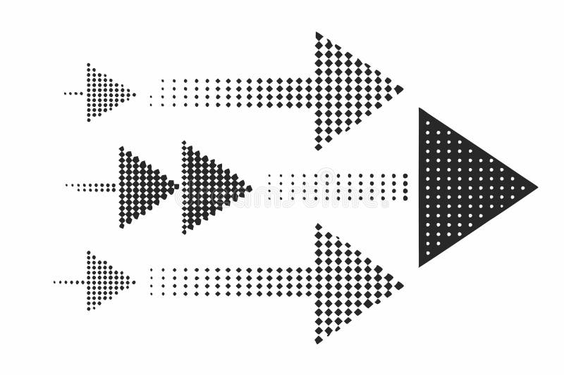 Abstract Arrows in Halftone Style, Leading Forward Stock Illustration ...