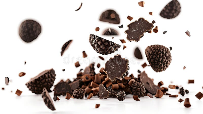 Dynamic Image Featuring Dark Chocolate and Truffles Colliding and ...