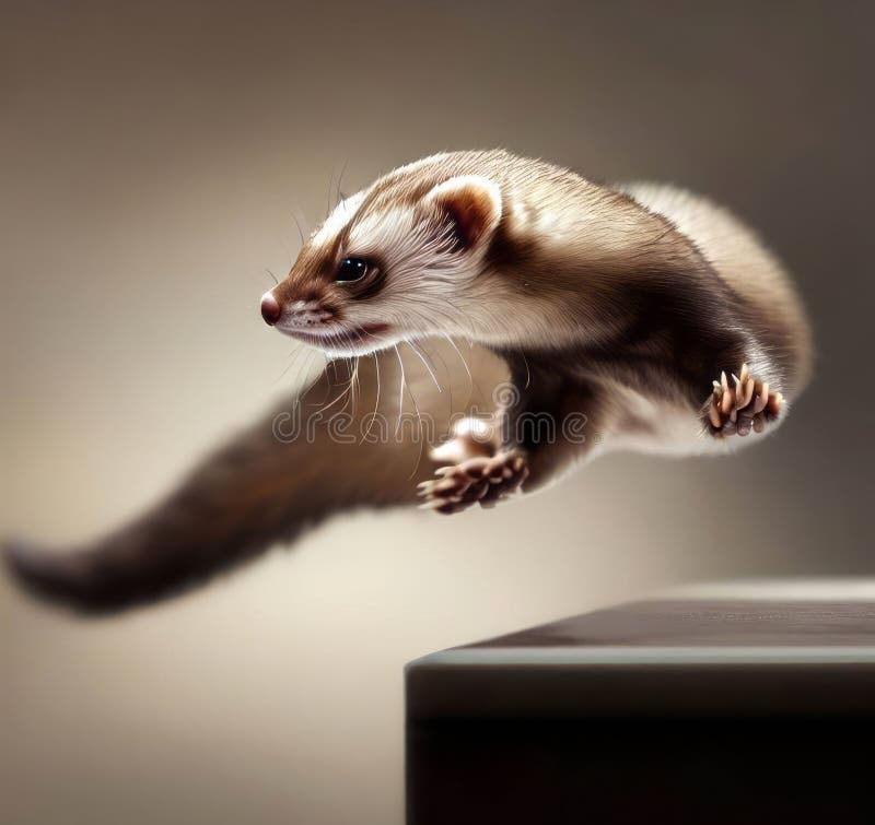 Ferret Leaping with Grace stock illustration. Illustration of whiskers - 325723699