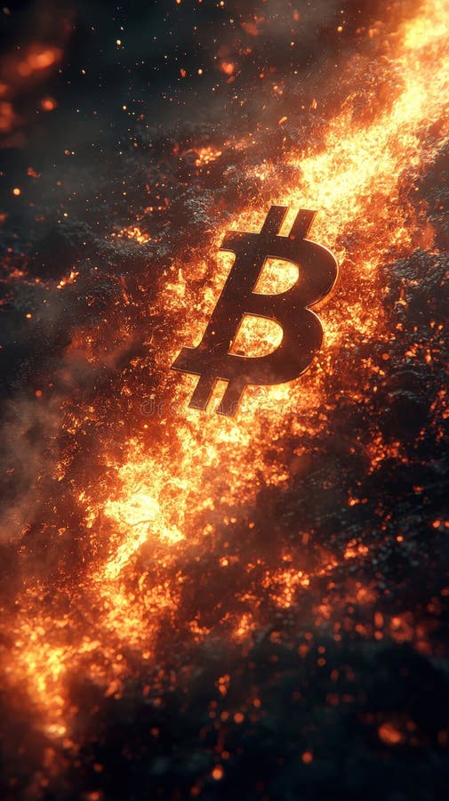 Bitcoin Symbol in a Stream of Molten Fire Stock Photo - Image of ...