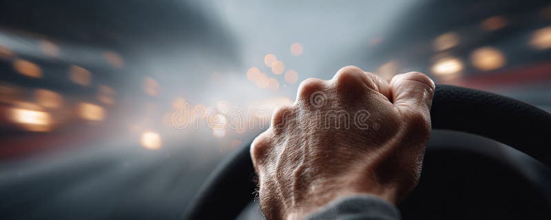 Dynamic Image of a Hand Gripping a Steering Wheel, Conveying Speed ...