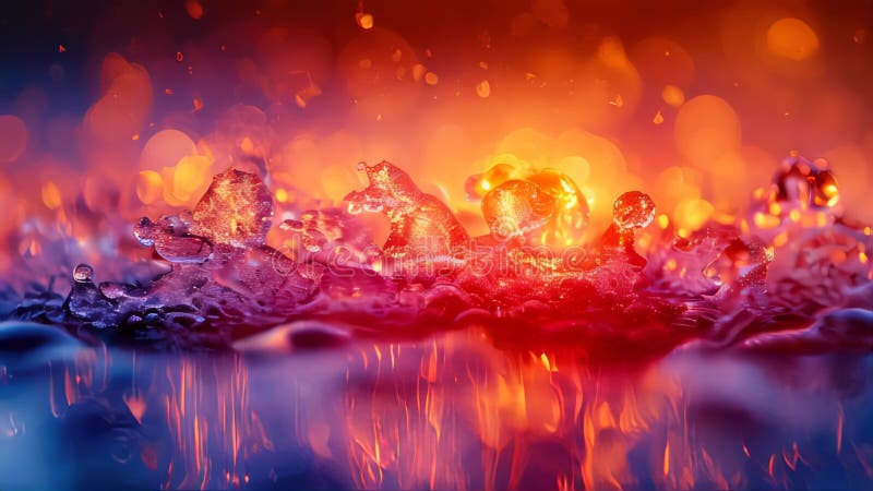 Dynamic Image of Ice Blocks Melting with Flames Stock Video - Video of ...