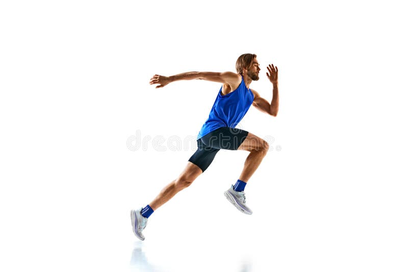 Dynamic Image of Man in a Run, Runner in Motion, Training Isolated on ...