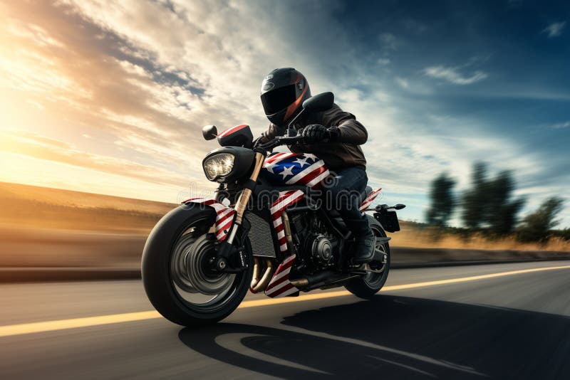Dynamic Image of a Motorcycle Rider with Na. Generative Ai Stock ...