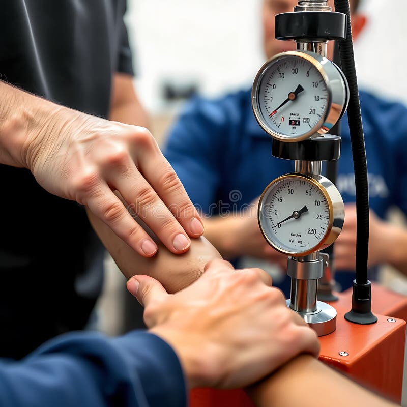 A Dynamic Image of a Person Performing a Pressure Test on a Hydraulic ...