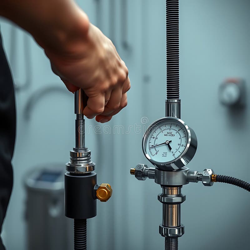 A Dynamic Image of a Person Performing a Pressure Test on a Hydraulic ...