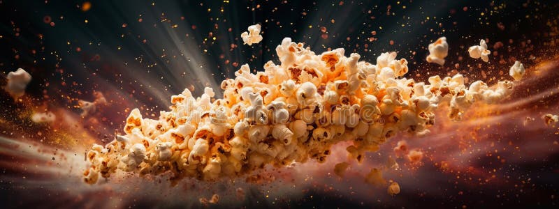 A Dynamic Image of Popcorn Being Tossed into the Air, with Kernels ...