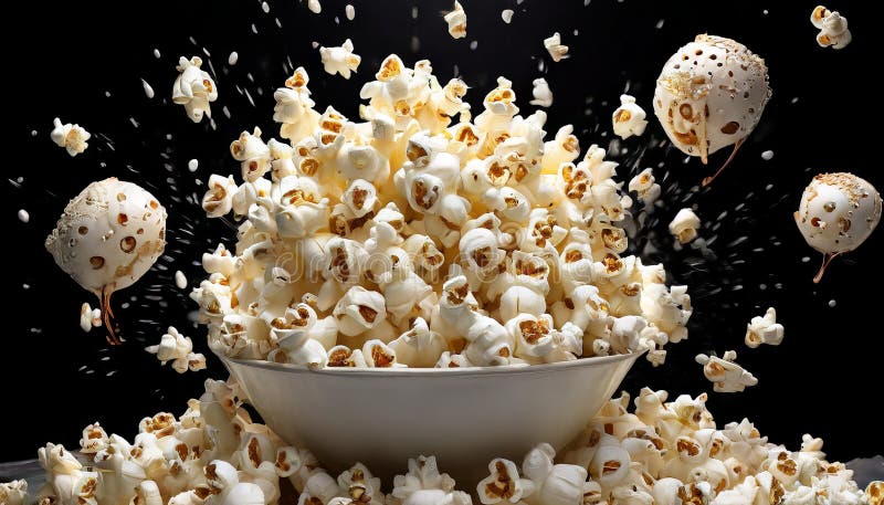 Exploding Popcorn in Mid-air Captured in a High-speed Action Shot Stock ...