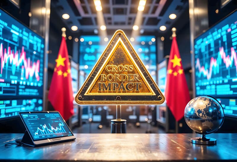 Symbolic Illustration of Global Trade Impact with Digital Charts, Flags ...