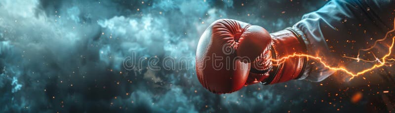 Dynamic Image of a Powerful Punch in Boxing Gloves with Dramatic ...