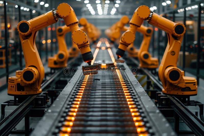 Robotic Arms Working on Assembly Line Stock Photo - Image of factory ...