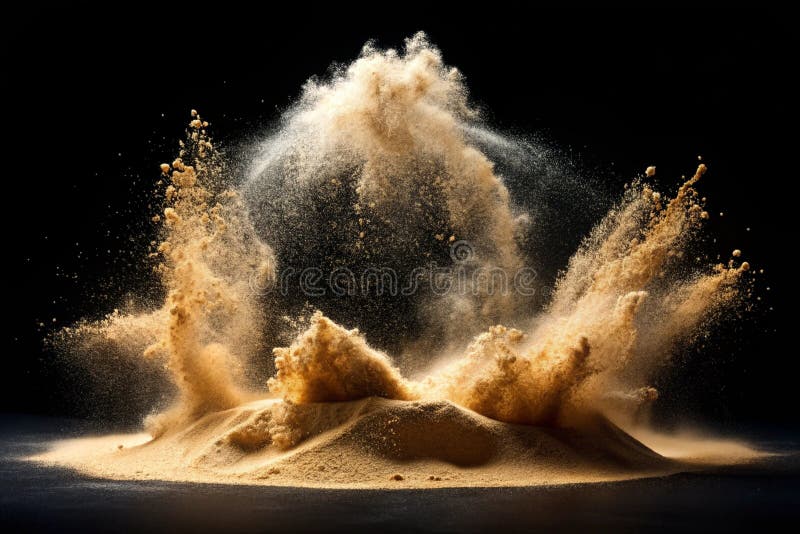 Sand Explosion Isolated on Black Background Stock Illustration ...