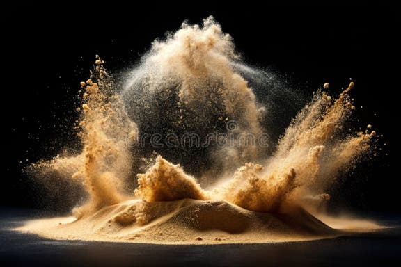 Sand Explosion Isolated on Black Background Stock Illustration ...