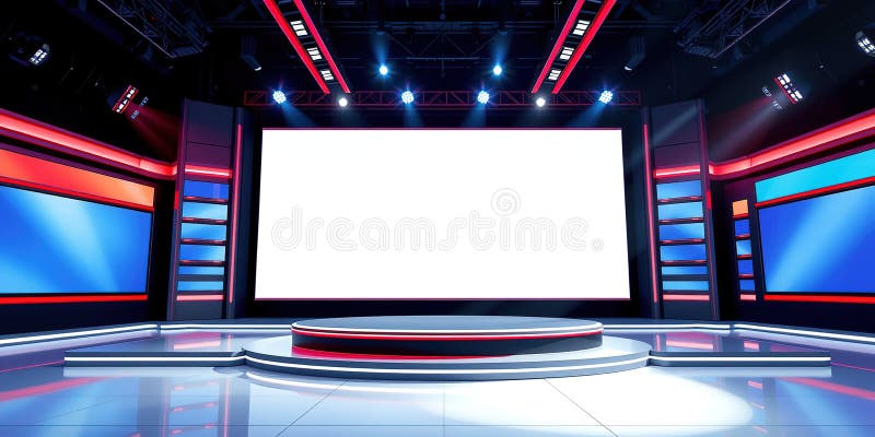 Modern Game Show Set Design Blank Studio Backdrop for Branding and ...