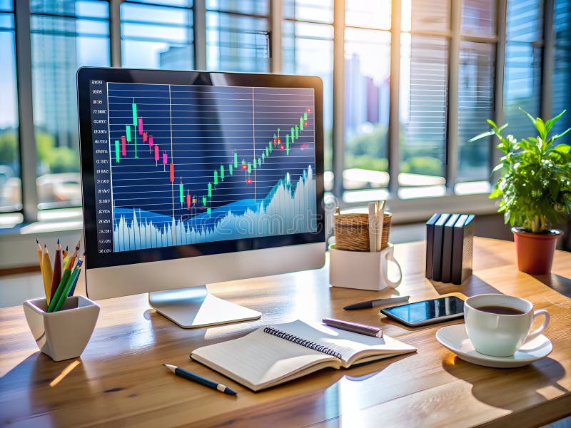 Modern Office Workspace Stock Market Analysis and Strategic Planning in ...