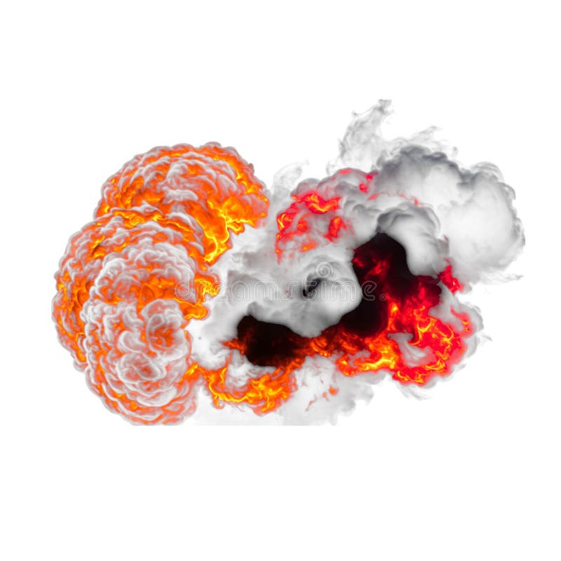 Explosive Fire and Smoke Clouds Against a Transparent Background Stock ...